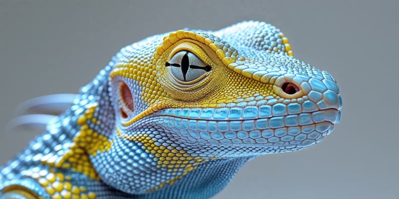 Close Up of a Lizard with Yellow and Blue Scales Stock Image - Image of ...