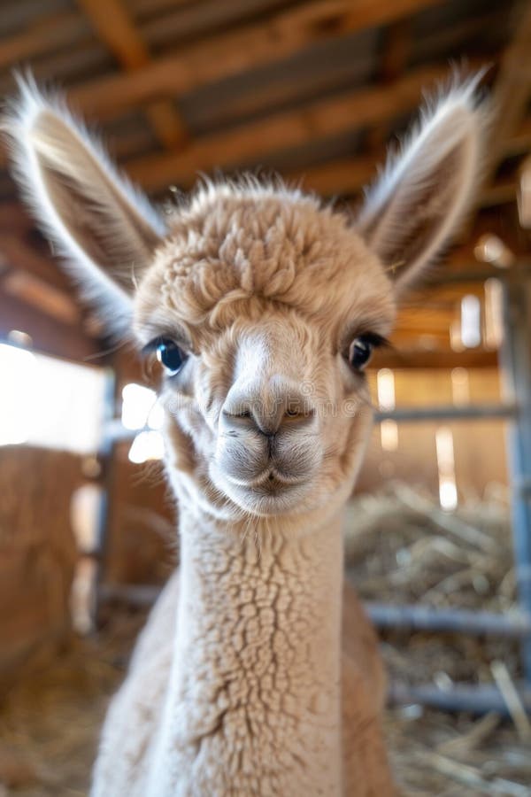 Close-up of a Llama in a Barn. Suitable for Farm Animal Themes Stock ...