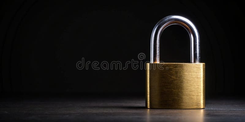 Close Up of a Lock on a Black Background Creative AI Stock Illustration ...