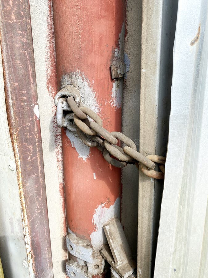 Lock on a Chain on a Rusty Metal Container Stock Image - Image of ...
