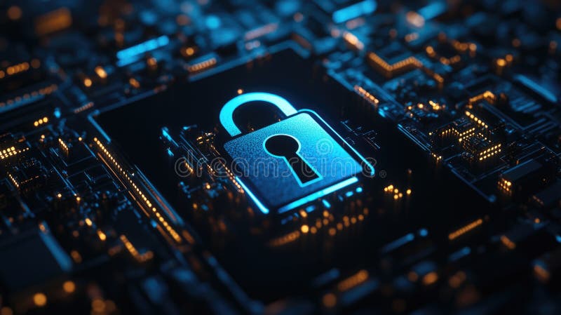 Close-up of Lock on Circuit Stock Photo - Image of control, electronics ...