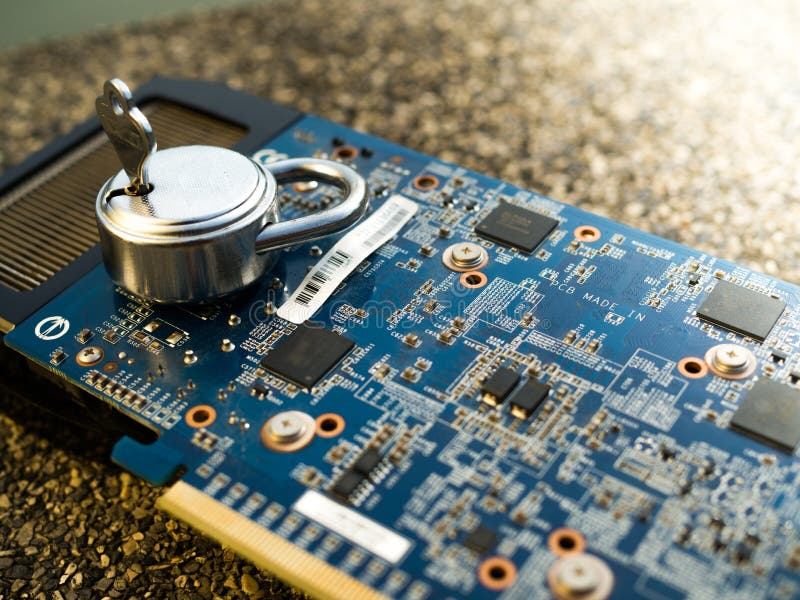 Close Up the Lock and Key on Board, Security Cyber Concept Stock Image ...