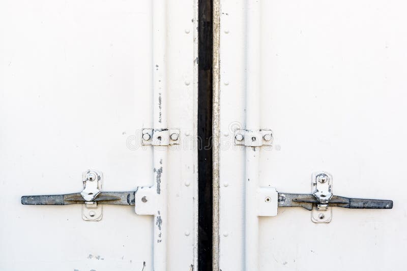 Close-up of the Locked Door Handles of a Shipping Container Stock Photo ...