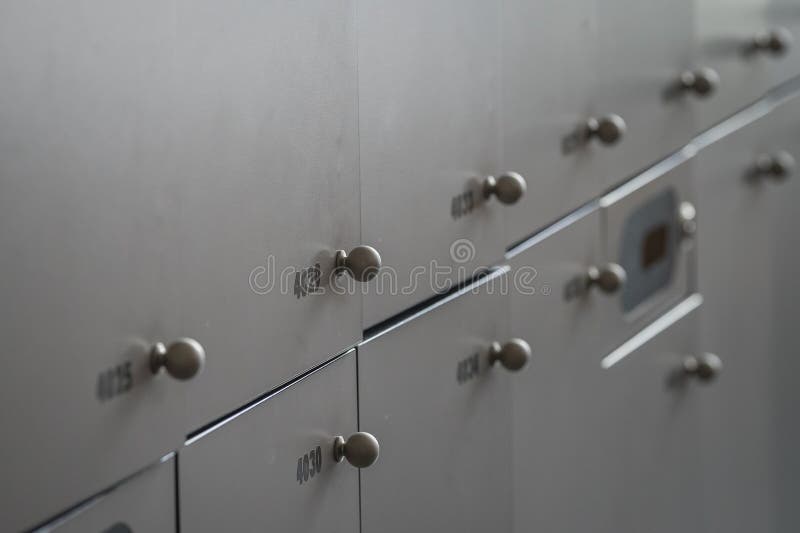 Close up of lockers stock photo. Image of closed, indoors - 184916878