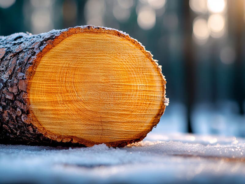 A Close Up of a Log in the Snow Stock Photo - Image of grain, blurred ...