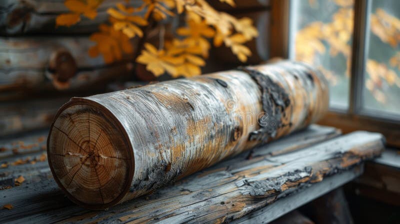 Close Up of Log on Table stock photo. Image of rustic - 314710566
