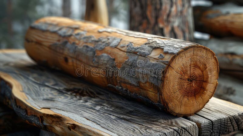 Close Up of Log on Table stock photo. Image of perspective - 314711058