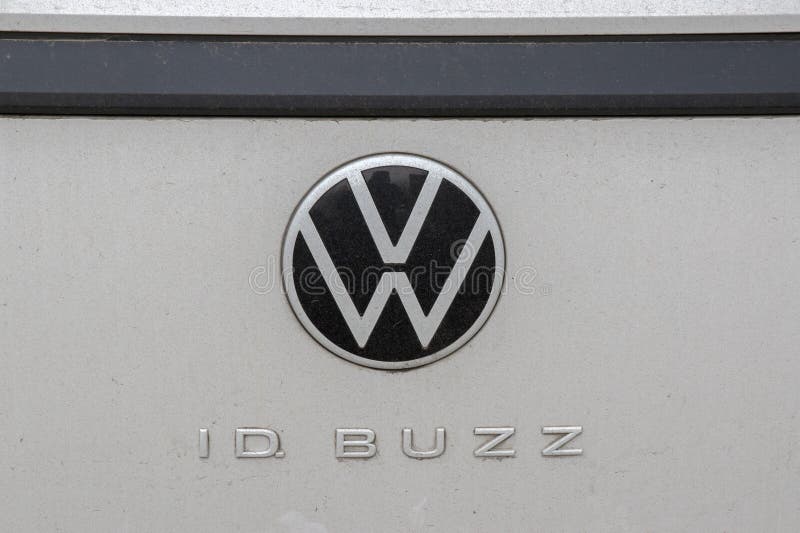 Close Up of a Logo of a White ID Buzz Volkswagen Gar at Amsterdam the ...
