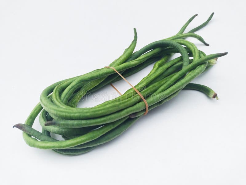 Close-up of Long Beans on White Background. Stock Image - Image of ...