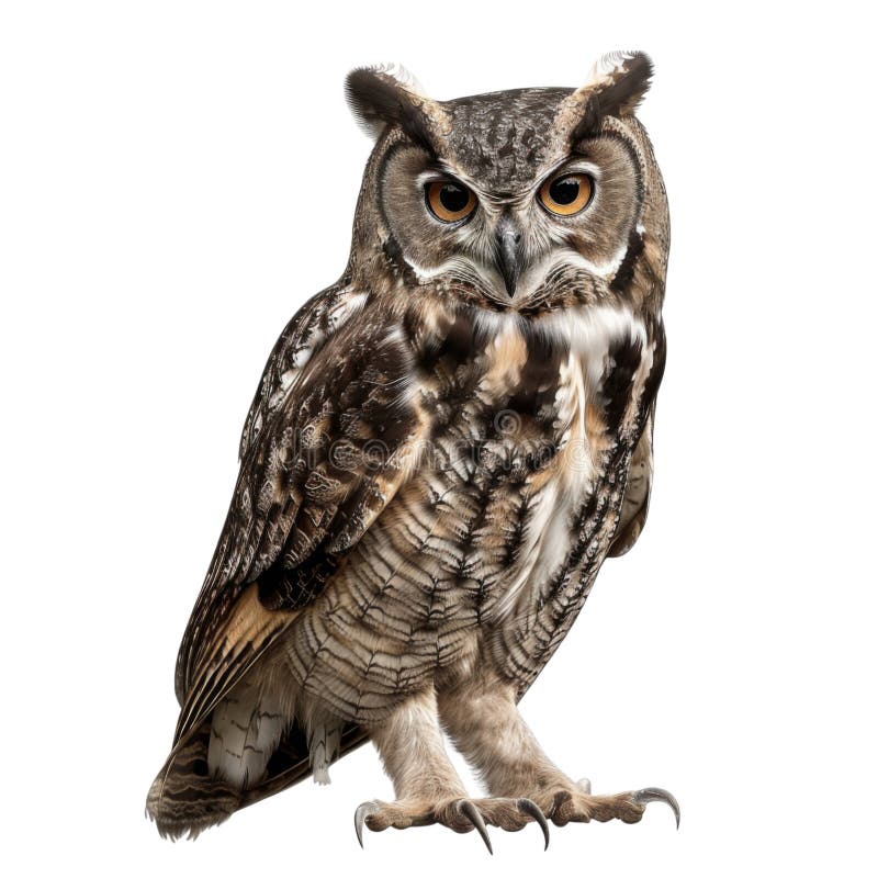 A Close-Up of a Long-Eared Owl with Sharp Claws and Intense Eyes Stock ...