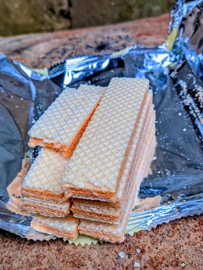 Close-up of a Long Wafer Filled with Cheese Stock Photo - Image of ...