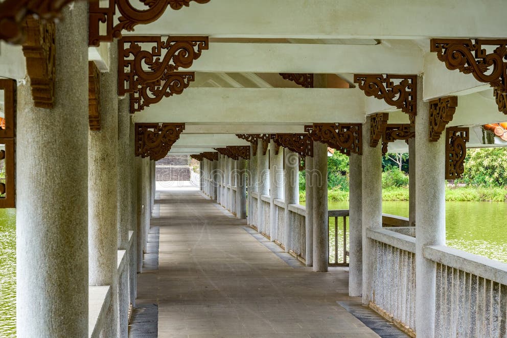 Close-up of Long Walkway in the Park Stock Image - Image of arch, asia ...