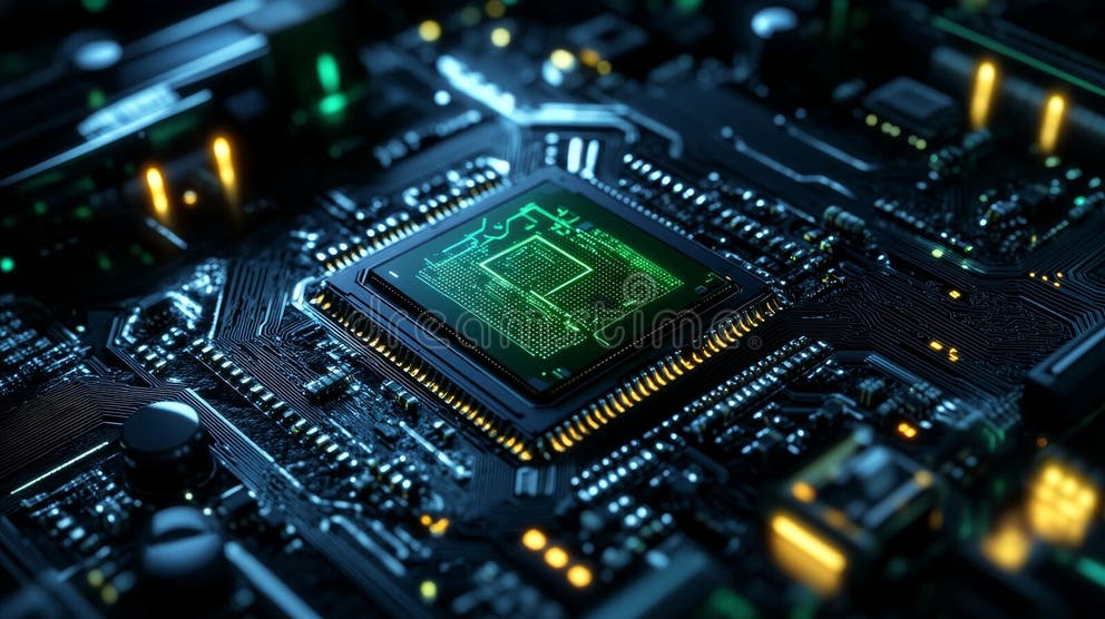 A Close-up Look at a Microchip S Intricate Circuit Design and Central ...