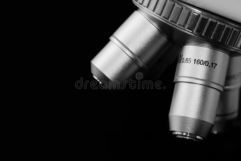 Close Up Look at a Microscope and Lenses Stock Photo - Image of ...