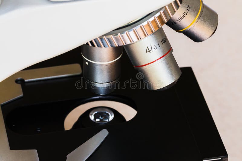 Close Up Look at a Microscope and Lenses Stock Image - Image of ...