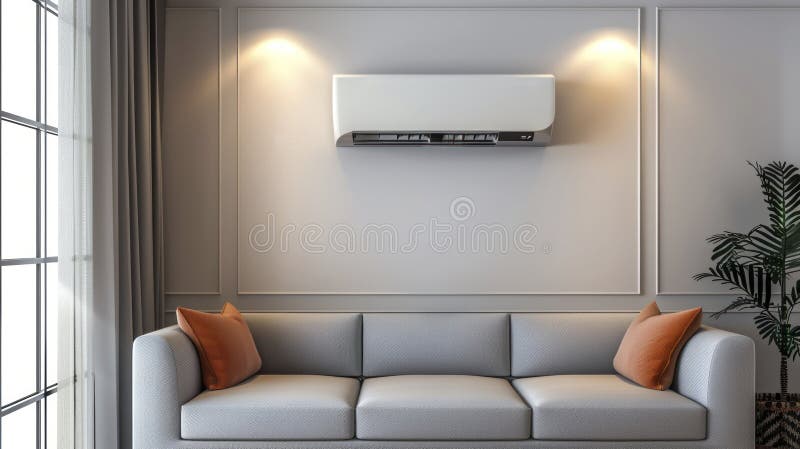 A Close-Up Look at a Modern AC Unit Mounted on the Wall of a Luxurious ...