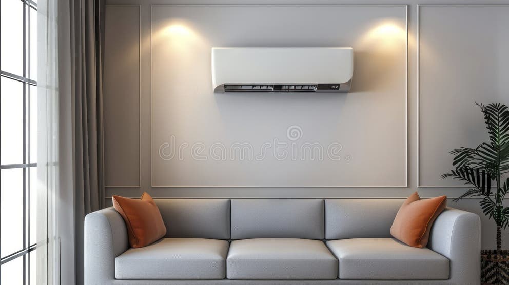 A Close-Up Look at a Modern AC Unit Mounted on the Wall of a Luxurious ...
