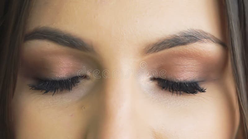 Close Up Look of Opening and Blinking Eyes. Slowly Stock Footage ...