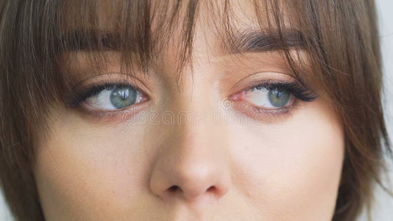 Close Up Look of Opening and Blinking Eyes. Slowly Stock Footage ...