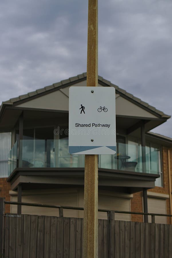 Shared Pathway Sign stock image. Image of cyclist, pole - 129005465