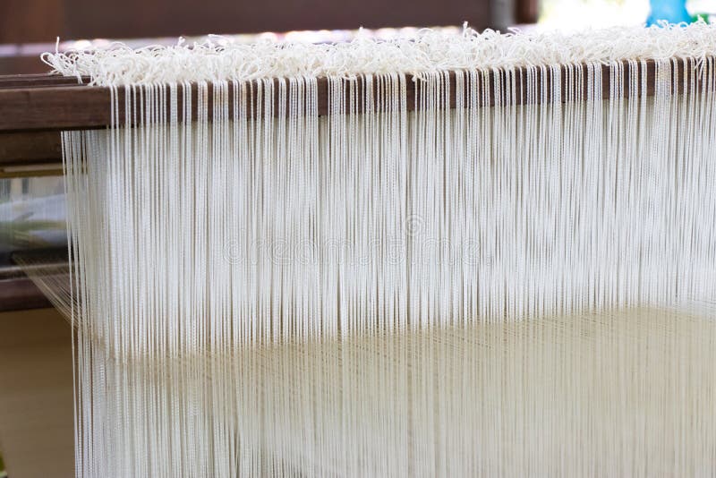 Close Up of Loom with White Thread Background Stock Image - Image of ...