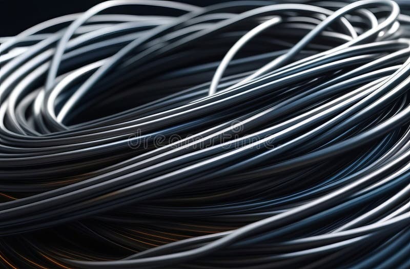 Close-up of a Lot of Gray Cables Stock Photo - Image of supply, macro ...
