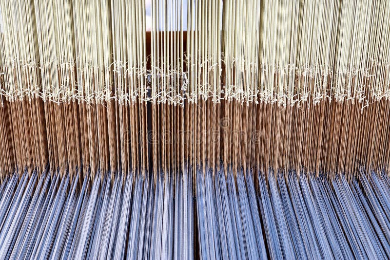 Close Up of a Lot of Threads in a Weaving Machine Called a Loom Stock ...