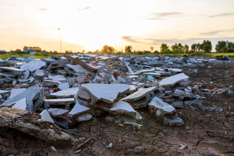 Close-up Low Angle View of a Pile of Rubble of a Brick Wall Stock Image ...