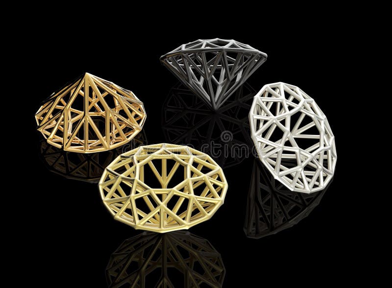 Close-up Low Poly Outline Diamond Stock Illustration - Illustration of ...