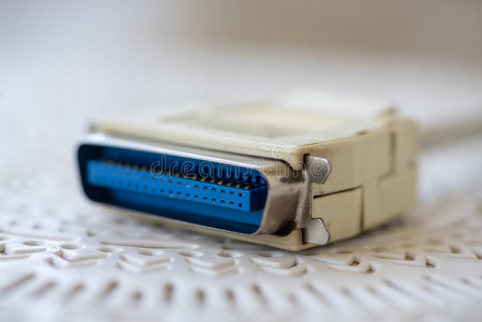 Close-up on a LPT cable stock image. Image of digital - 244357729