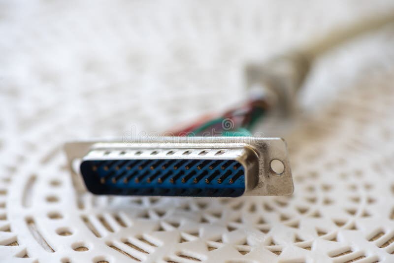 Close-up on a LPT cable stock image. Image of electronic - 254340235