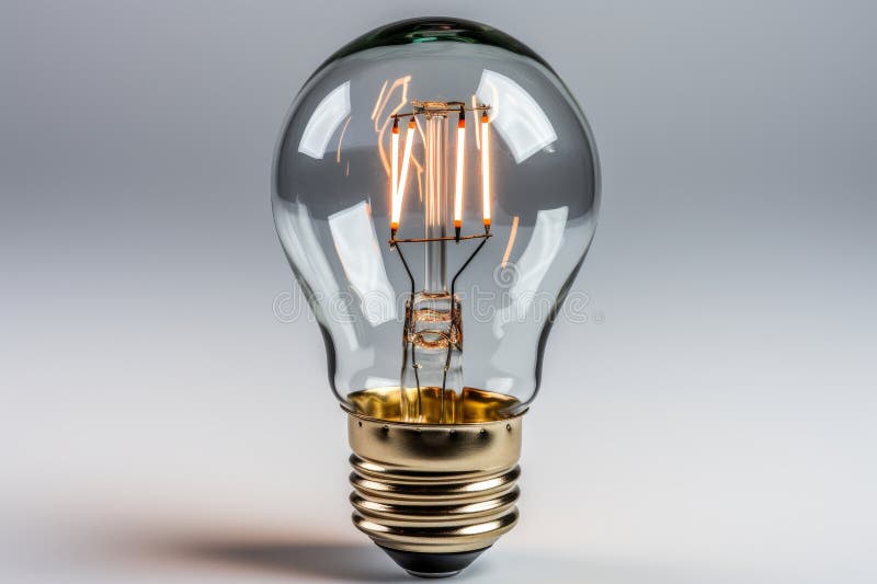 Close Up of a Luminous Light Bulb on a Pristine White Background for ...