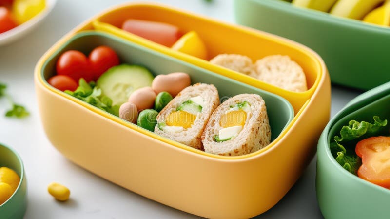 A Close Up of a Lunch Box with Food in it, AI Stock Photo - Image of ...