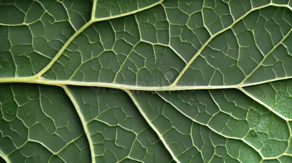 Close-Up of a Lush Green Leaf Surface Showcasing Complex Venation ...
