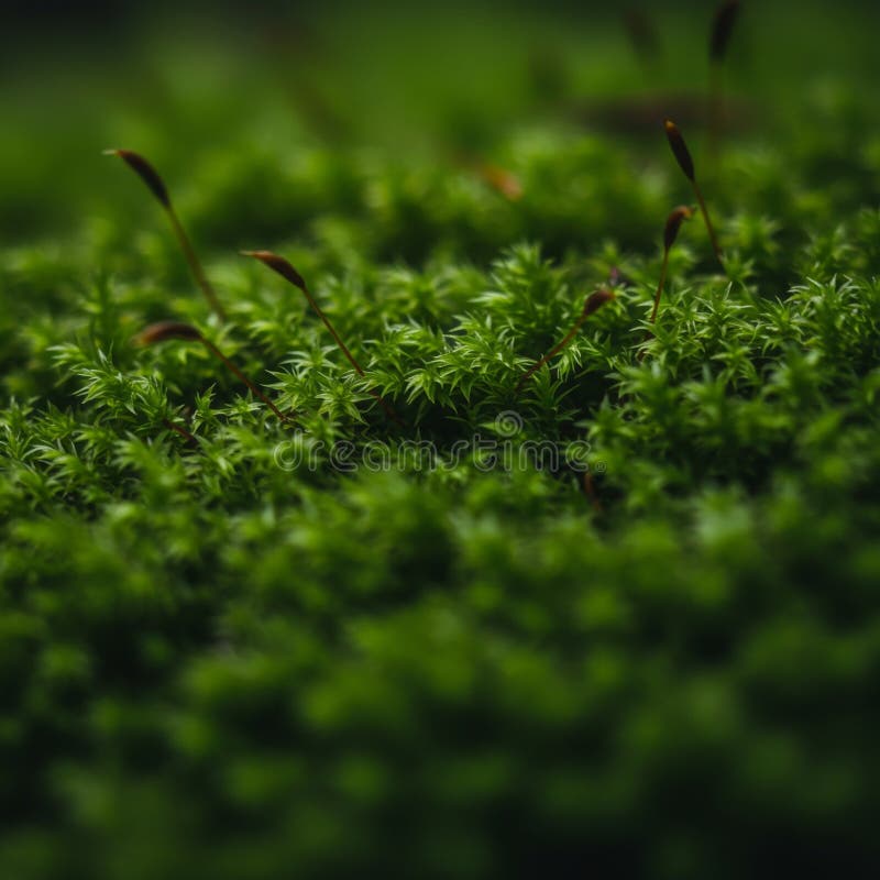 Close-up of Moss Growing on Tree Trunk, with Sunlight Peeking through ...