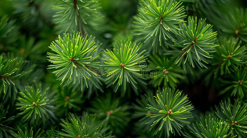 Close-up of Lush Green Pine Tree Needles Stock Illustration ...