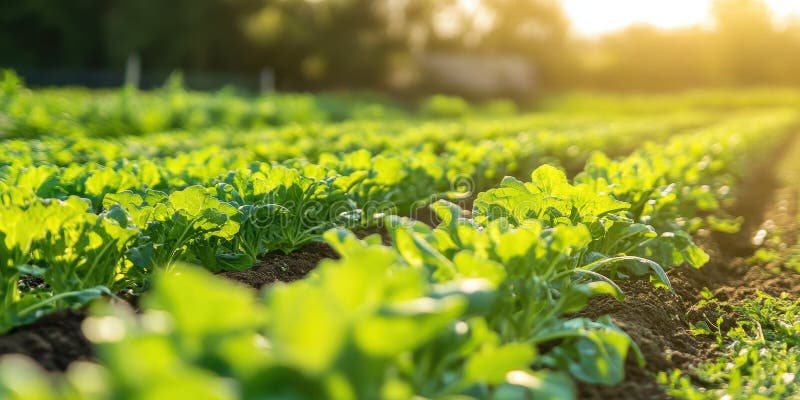 Close-up of a Lush Green Vegetable Patch in the Sunlight Stock ...