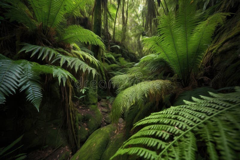 Lush Ferns Surrounding a Tropical Hot Spring Stock Image - Image of ...