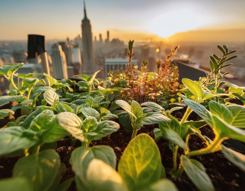 Close-Up of Lush Urban Rooftop Garden Stock Illustration - Illustration ... Close-Up of Lush Urban Rooftop Garden Stock Illustration - Illustration ...