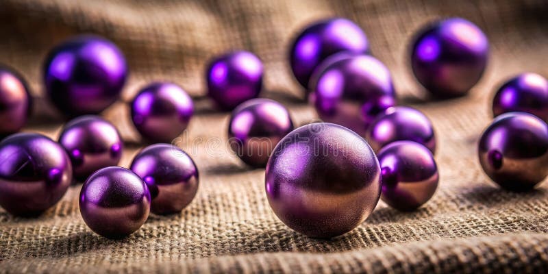 Close-up of Lustrous Purple Spheres Scattered on a Textured Surface ...
