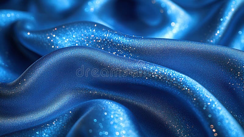 Close-up of Luxurious Blue Fabric with Subtle Sparkle, Showing Soft ...
