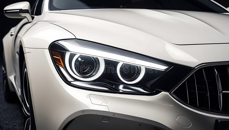 Close-Up of a Luxury Car Sleek Headlight and Front Light Stock ...