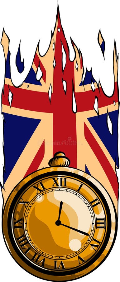 Vector Illustration of Pocket Watch with British Flag Stock Vector ...