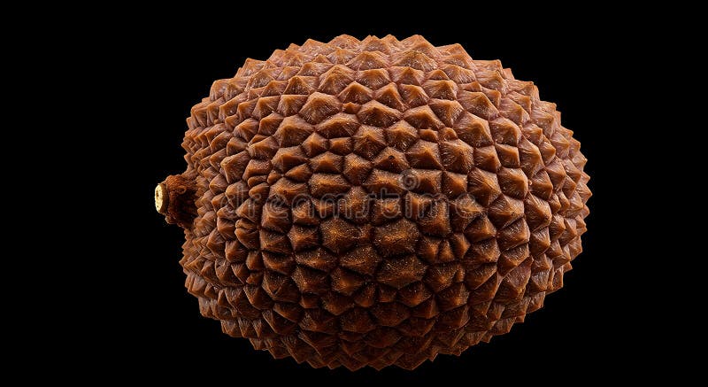 Close-up of a Lychee Fruit with Textured Peel on Black Backdrop Stock ...