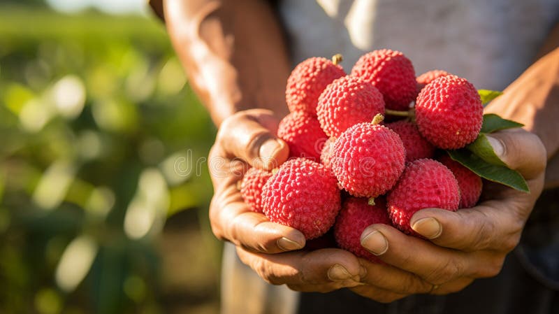 Close-up of Lychees in Hands.Generative AI Stock Image - Image of fresh ...