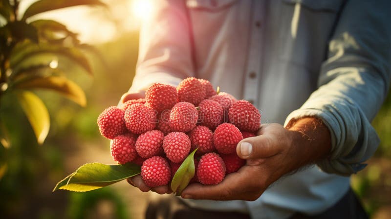Close-up of Lychees in Hands.Generative AI Stock Image - Image of ...