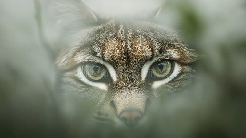Close-up of a Lynx S Face Peering through Foliage Stock Photo - Image ...