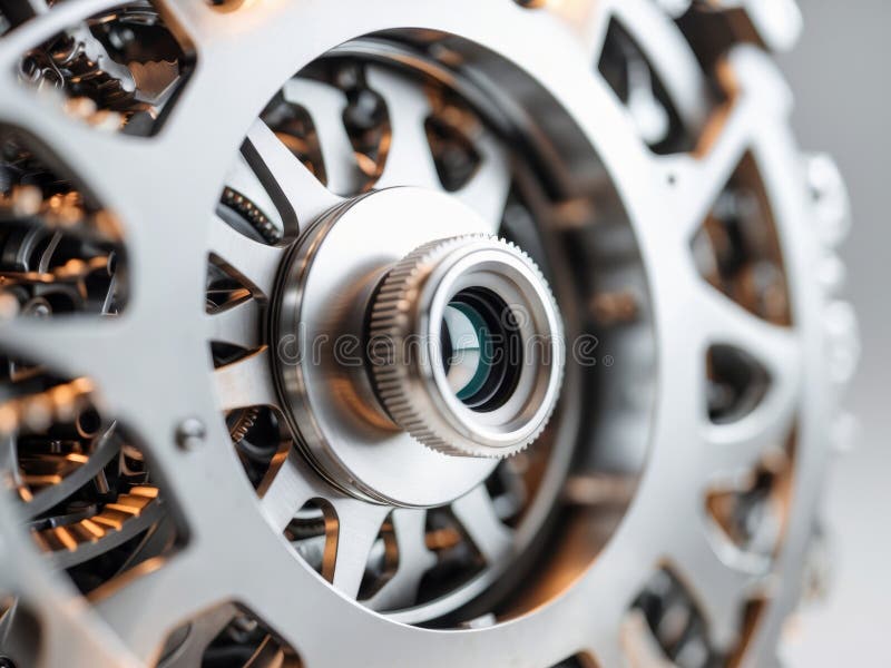 A Close Up of a Machine with Gears and a Lens Stock Photo - Image of ...