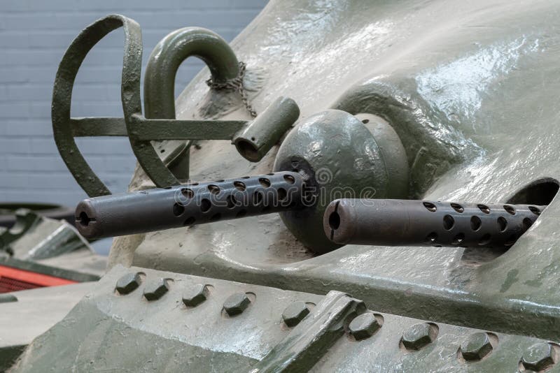 Machine guns on a tank stock photo. Image of army, weaponry - 174610900