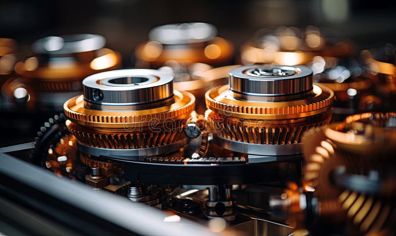 Close-Up of Machine with Many Gears Stock Image - Image of movement ...